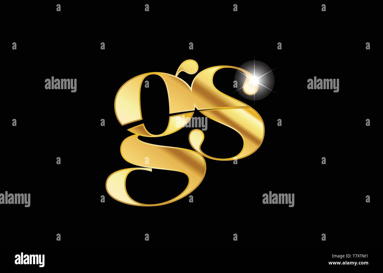 gold golden metal metallic alphabet letter gs g s logo icon design for ...