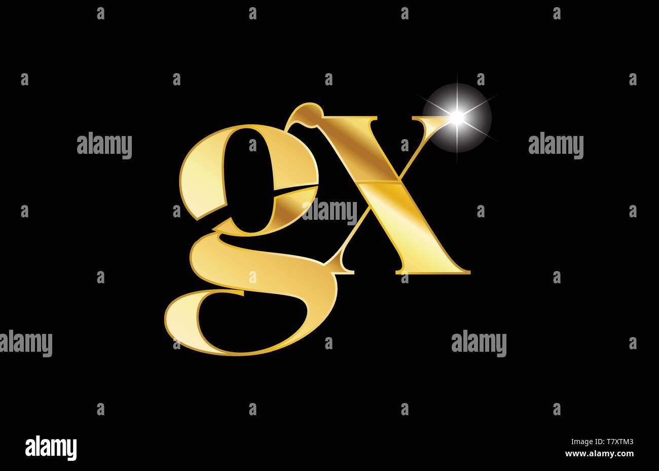 gold golden metal metallic alphabet letter gx g x logo icon design for ...