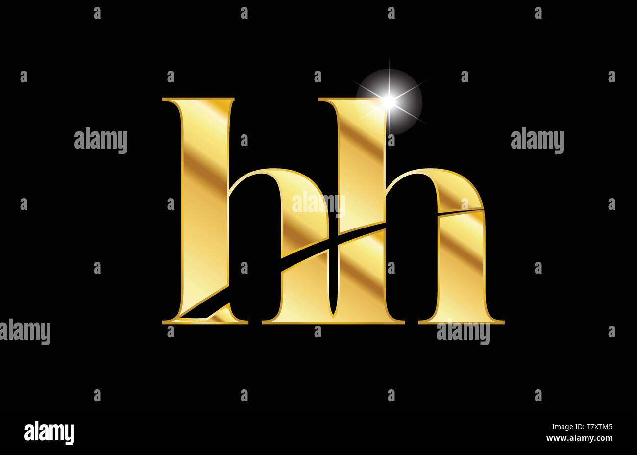 gold golden metal metallic alphabet letter hh h h logo icon design for ...