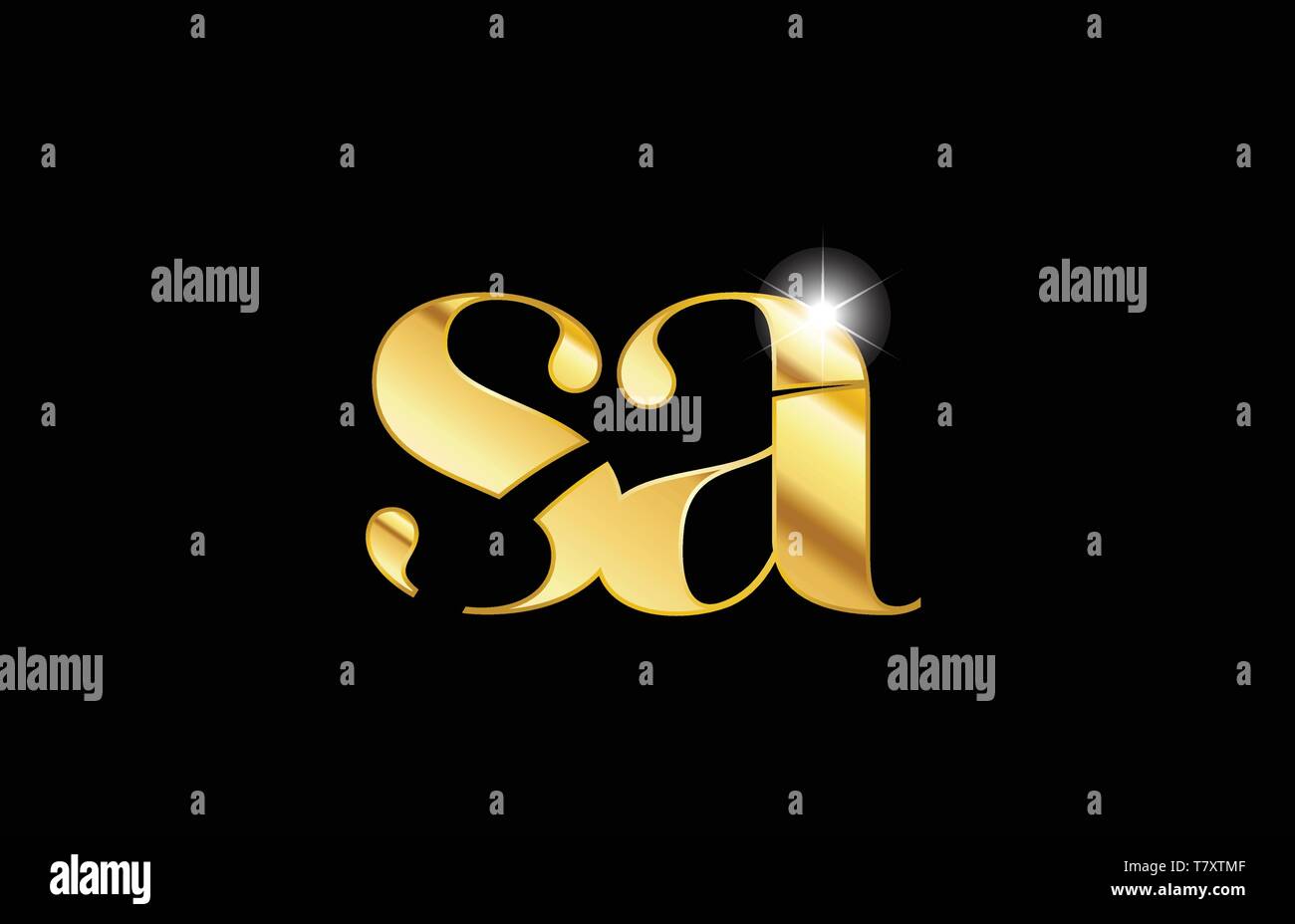 gold golden metal metallic alphabet letter sa s a logo icon design for ...