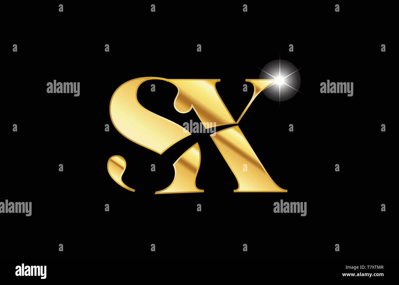 gold golden metal metallic alphabet letter sx s x logo icon design for ...