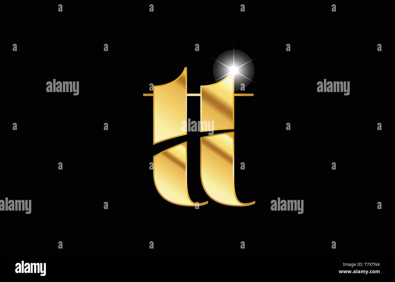 gold golden metal metallic alphabet letter tt t t logo icon design for ...