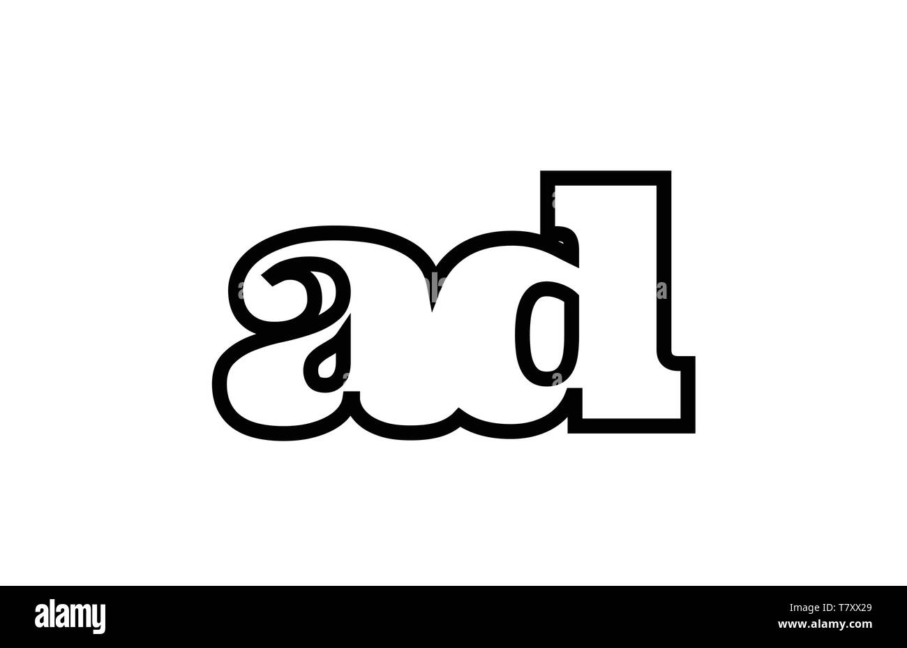 Connected or joined ad a d black alphabet letter combination suitable ...