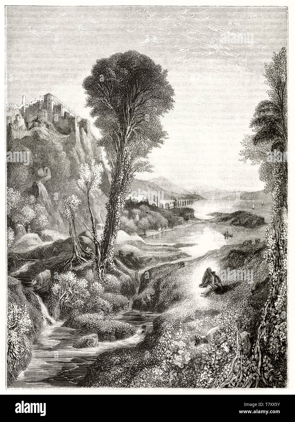 Landscape scene etching hi-res stock photography and images - Alamy