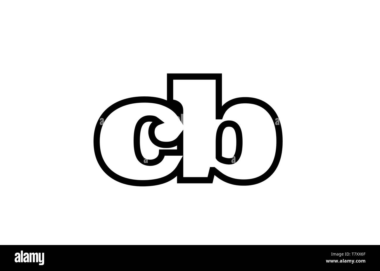 Connected or joined cb c b black alphabet letter combination suitable ...