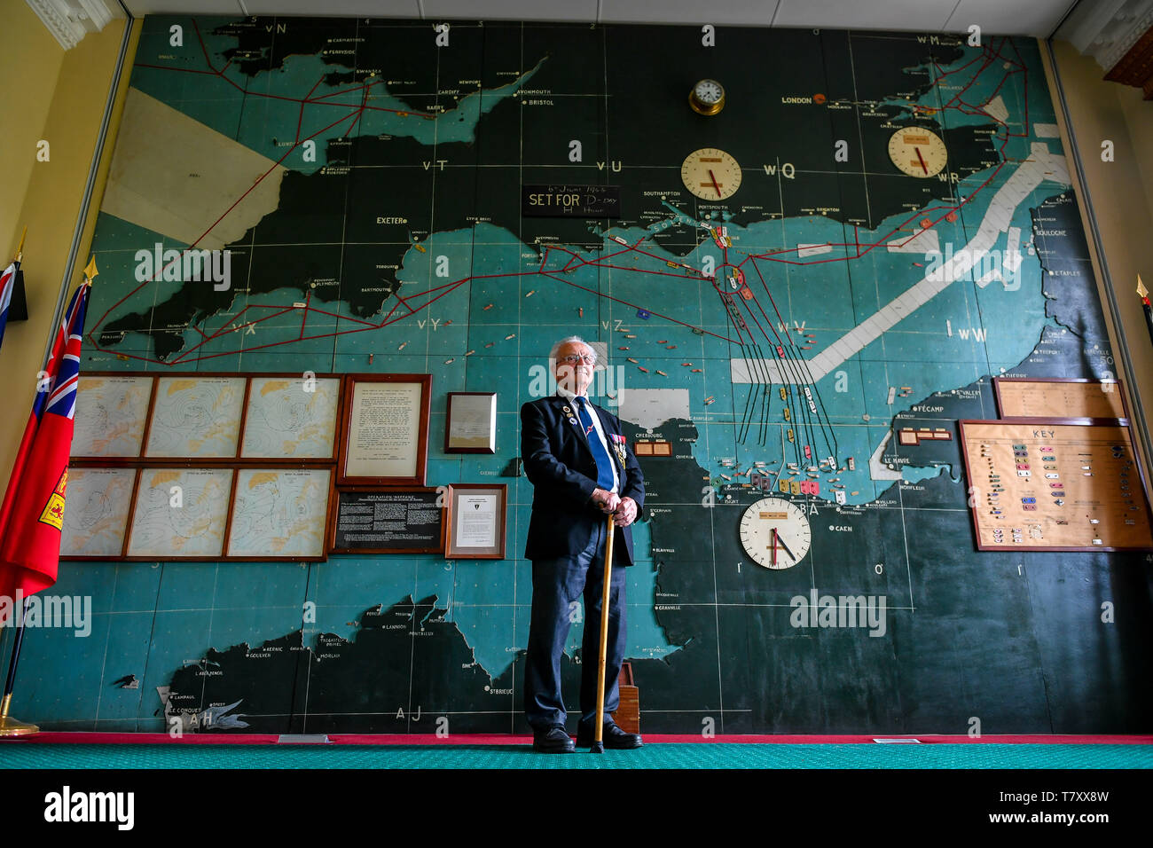 Mike Jennings, 93, in the map room at Southwick House, Southwick Park ...