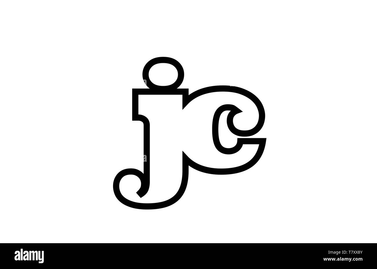 Connected or joined jc j c black alphabet letter combination suitable ...