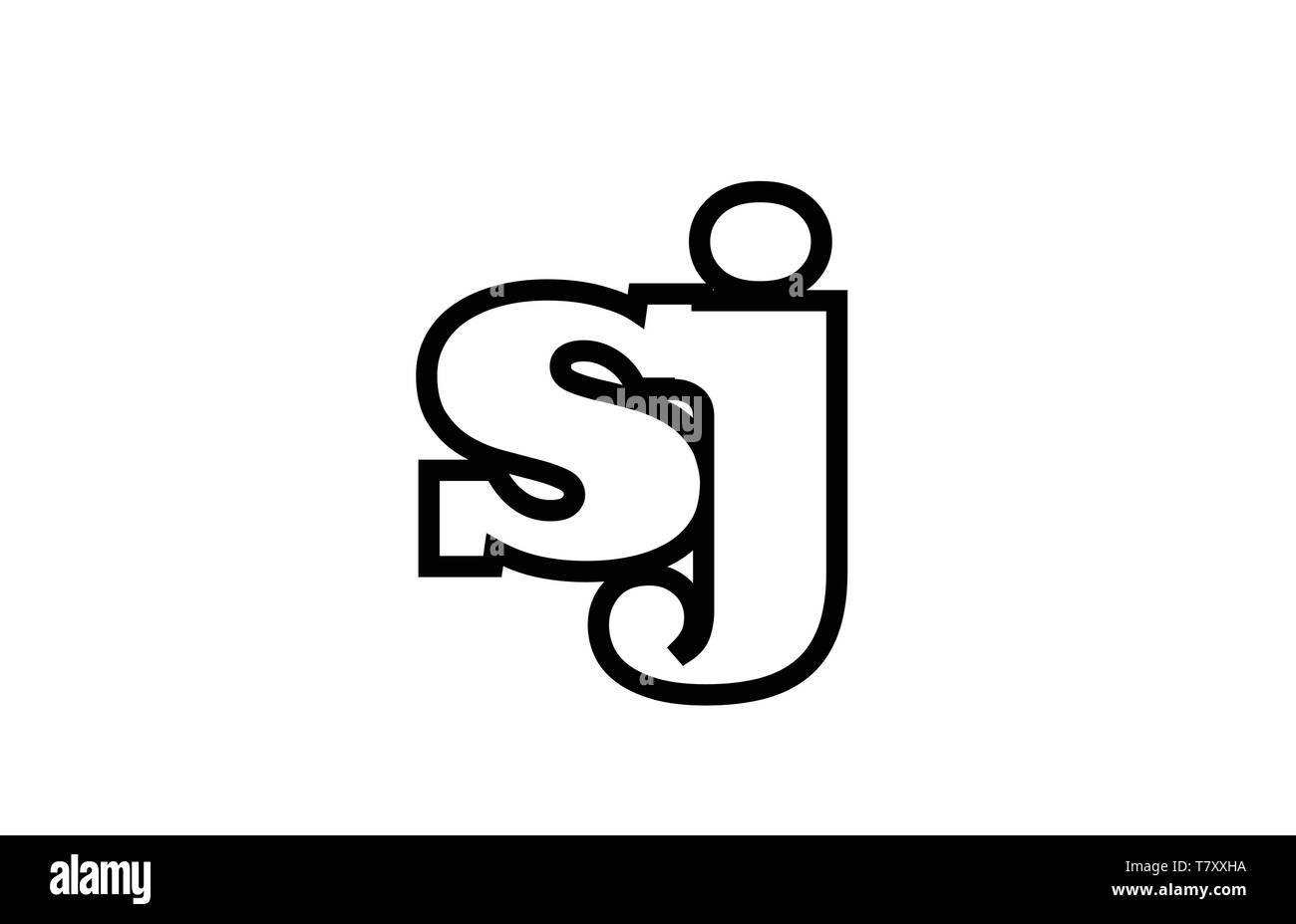 Connected or joined sj s j black alphabet letter combination suitable ...
