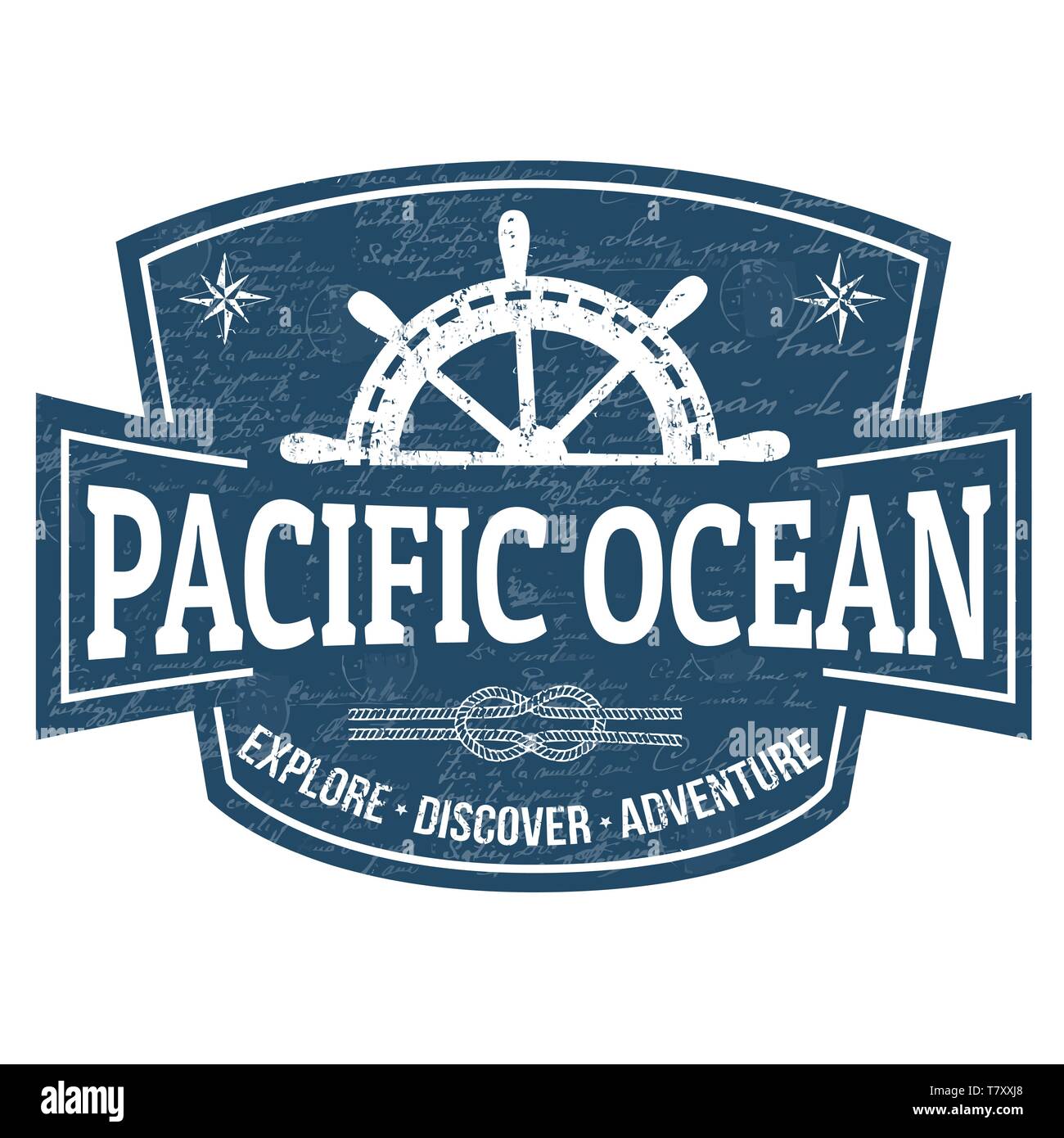Pacific ocean sign or stamp on white background, vector illustration ...