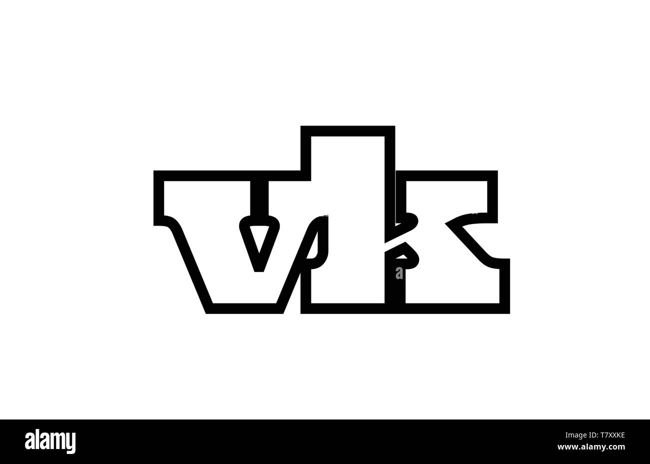 Connected or joined vk v k black alphabet letter combination suitable ...