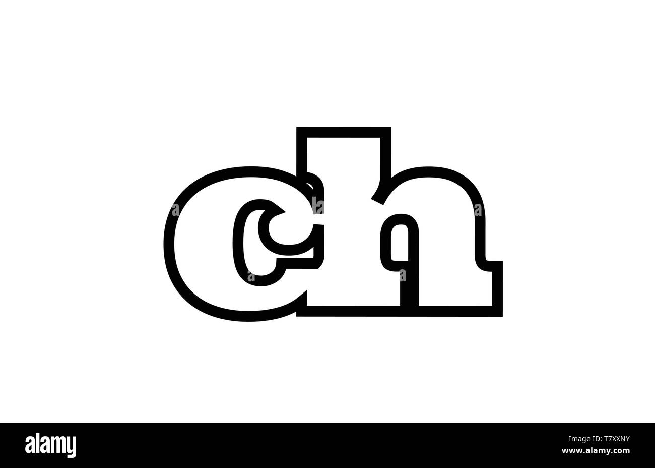 Connected or joined ch c h black alphabet letter combination suitable ...