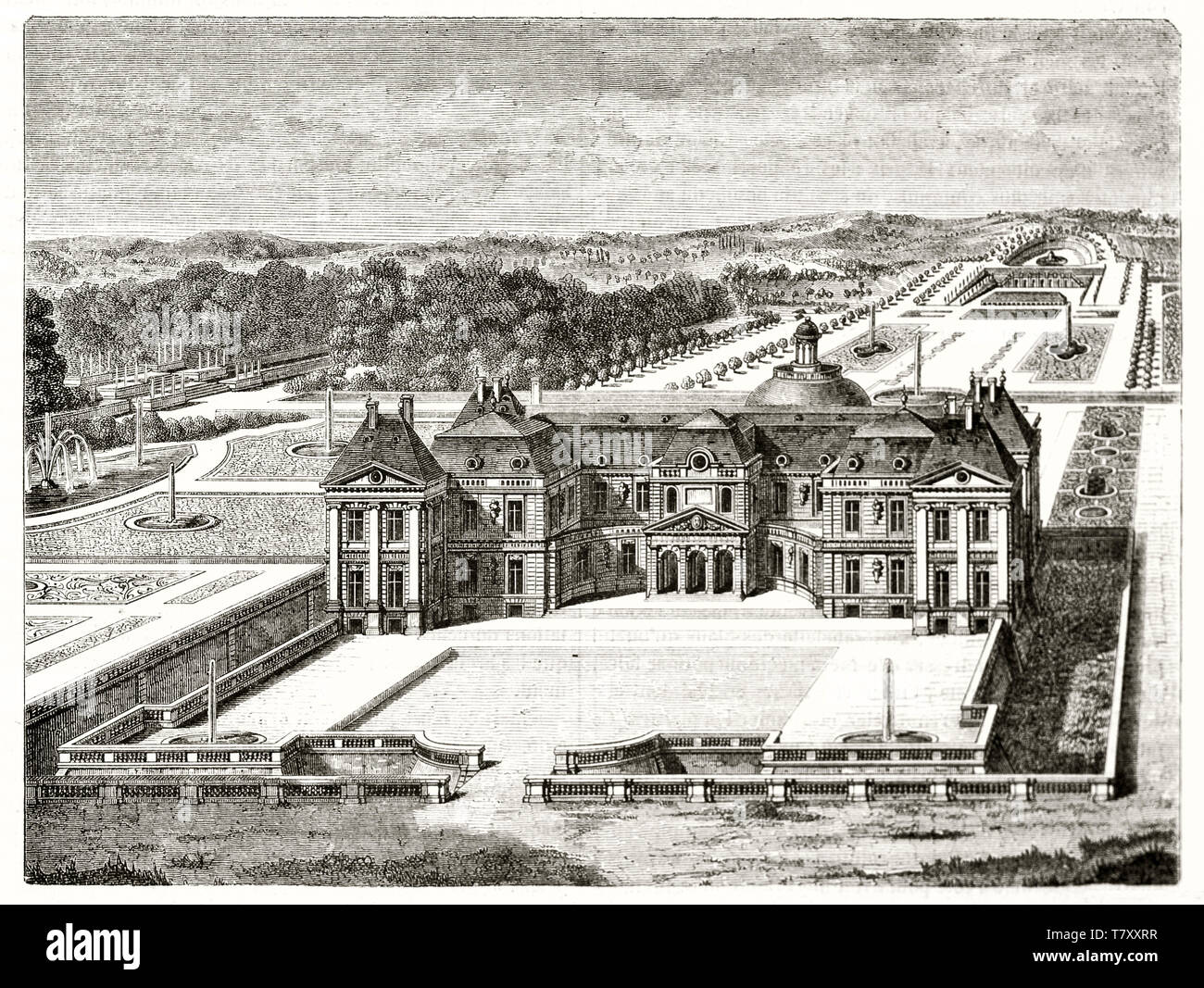 Overall top view of the ancient Chateau de Vaux-le-Vicomte, France ...