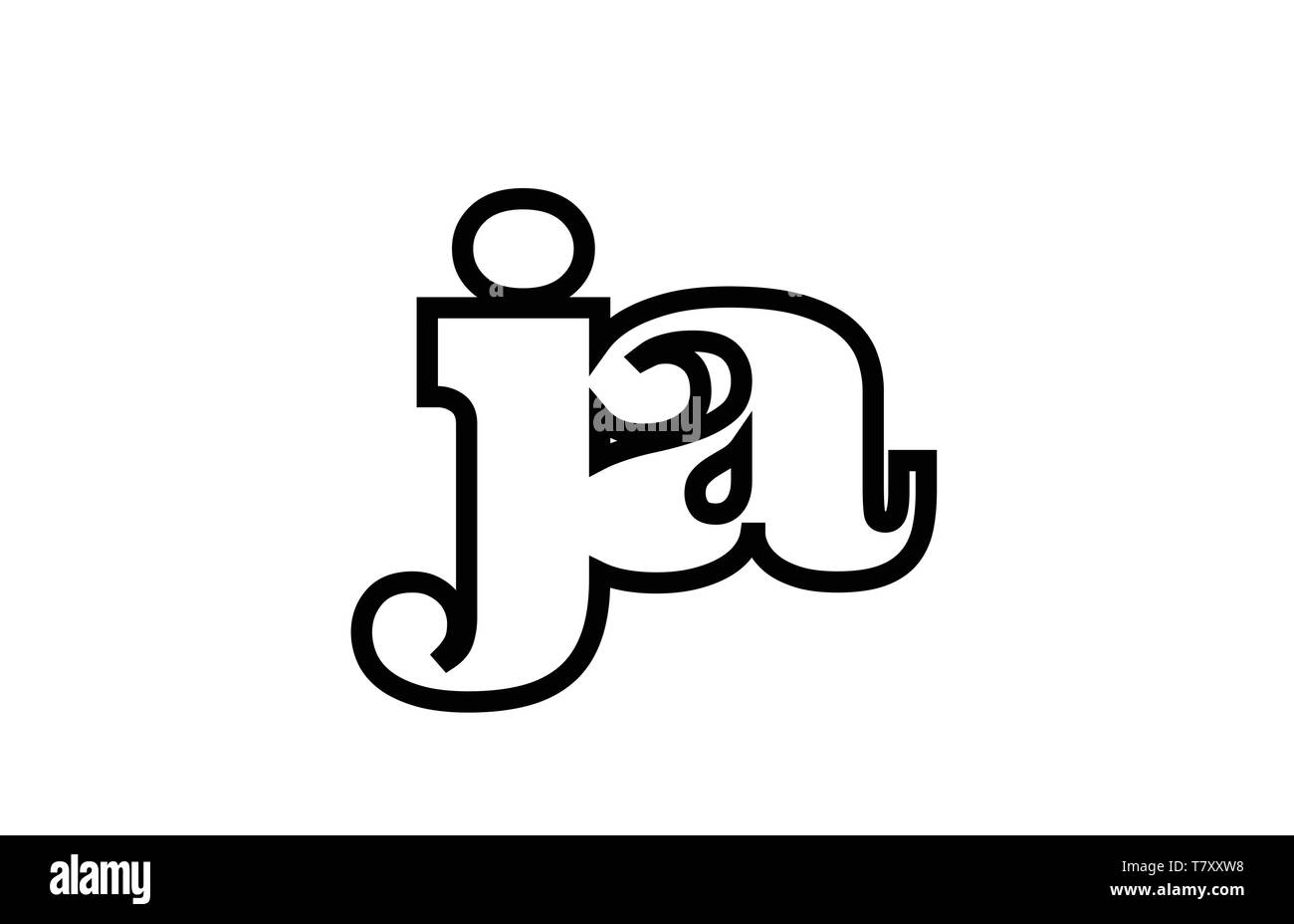 Connected or joined ja j a black alphabet letter combination suitable ...