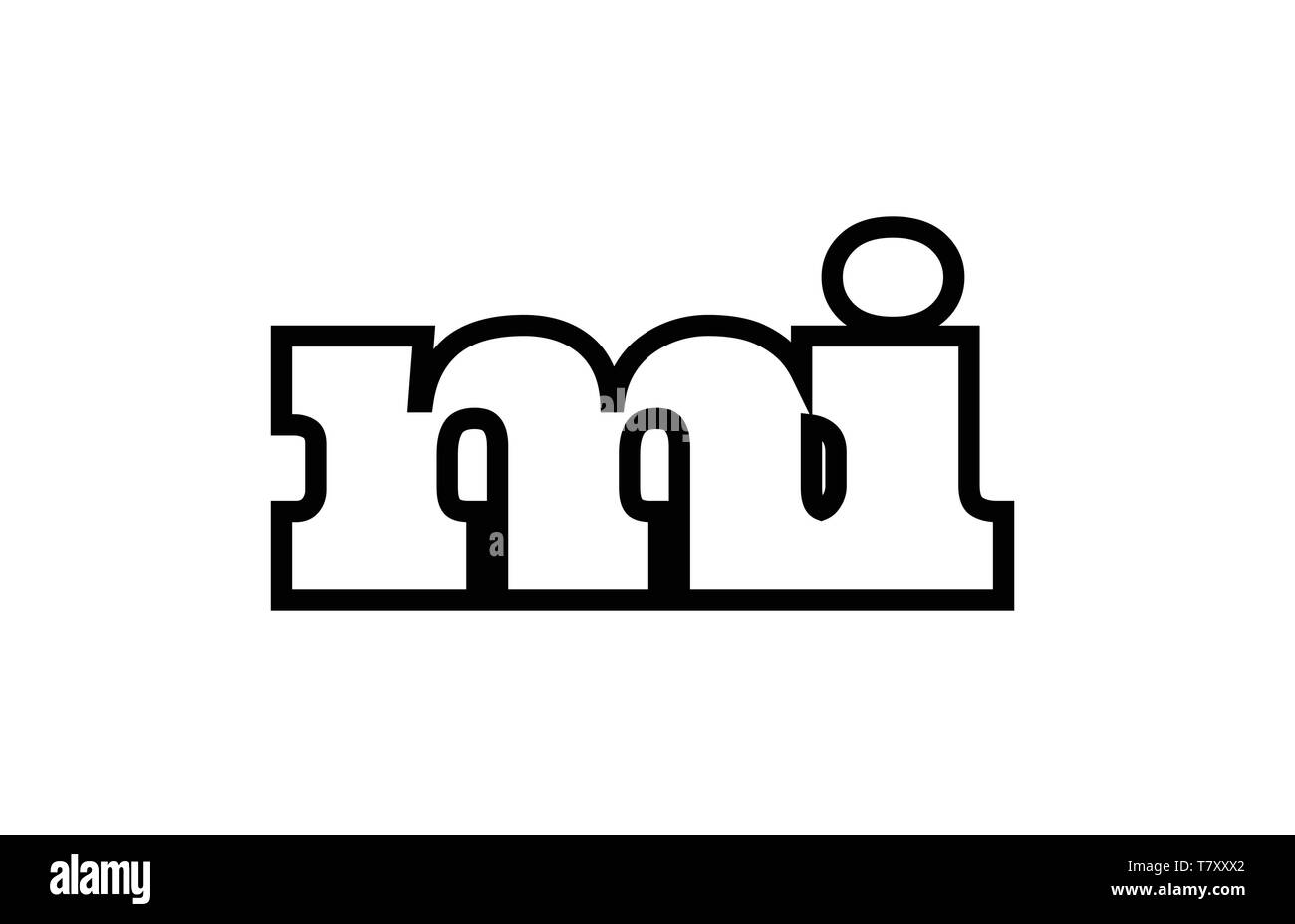 Connected or joined mi m i black alphabet letter combination suitable ...