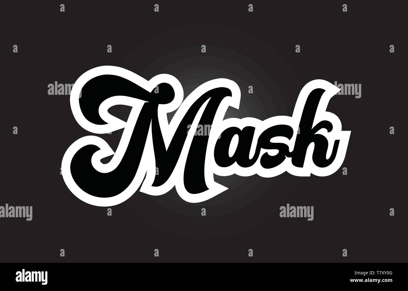 Mask hand written word text for typography iocn design in black and ...
