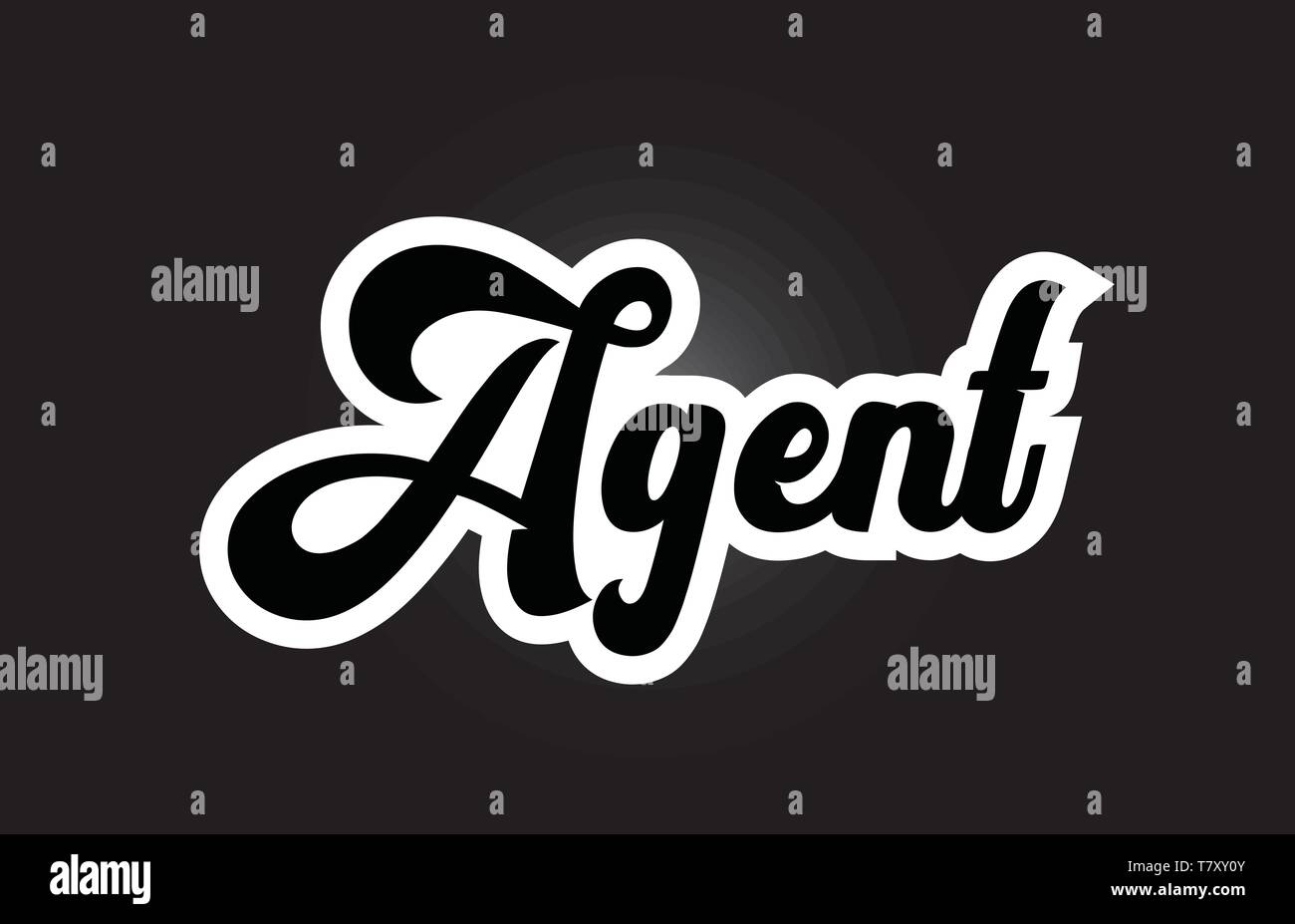 Agent hand written word text for typography iocn design in black and ...