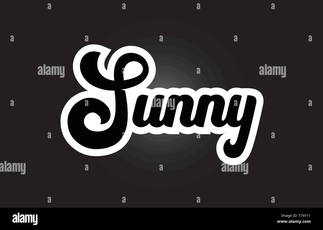 Sunny hand written word text for typography iocn design in black and ...