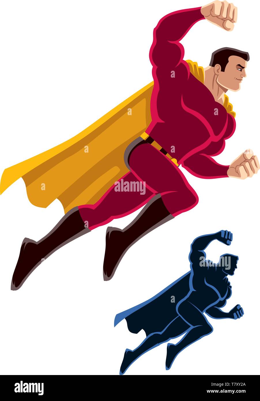 Superhero Flying Attack Stock Vector Image & Art - Alamy