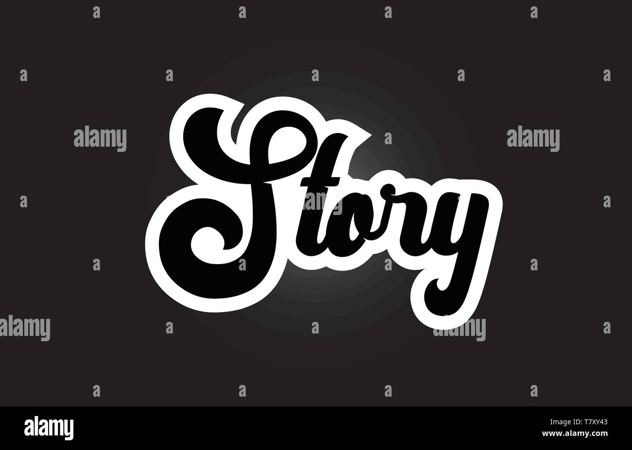 Story hand written word text for typography iocn design in black and ...