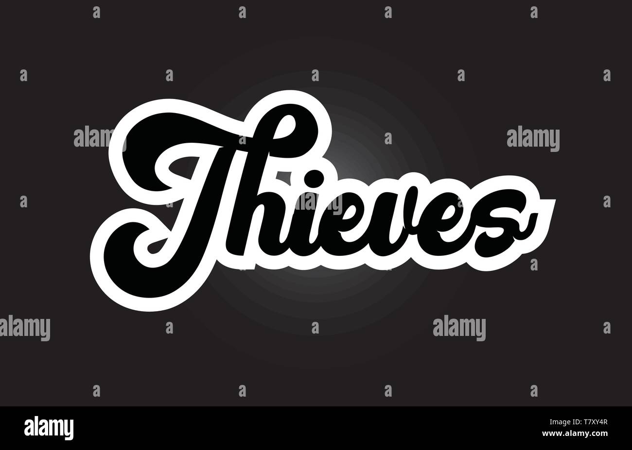 Thieves hand written word text for typography iocn design in black and ...