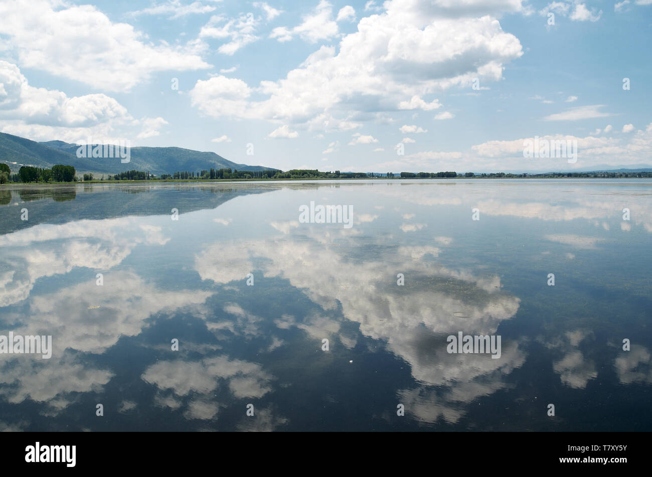 Lake landscape with cloud reflections Stock Photo - Alamy