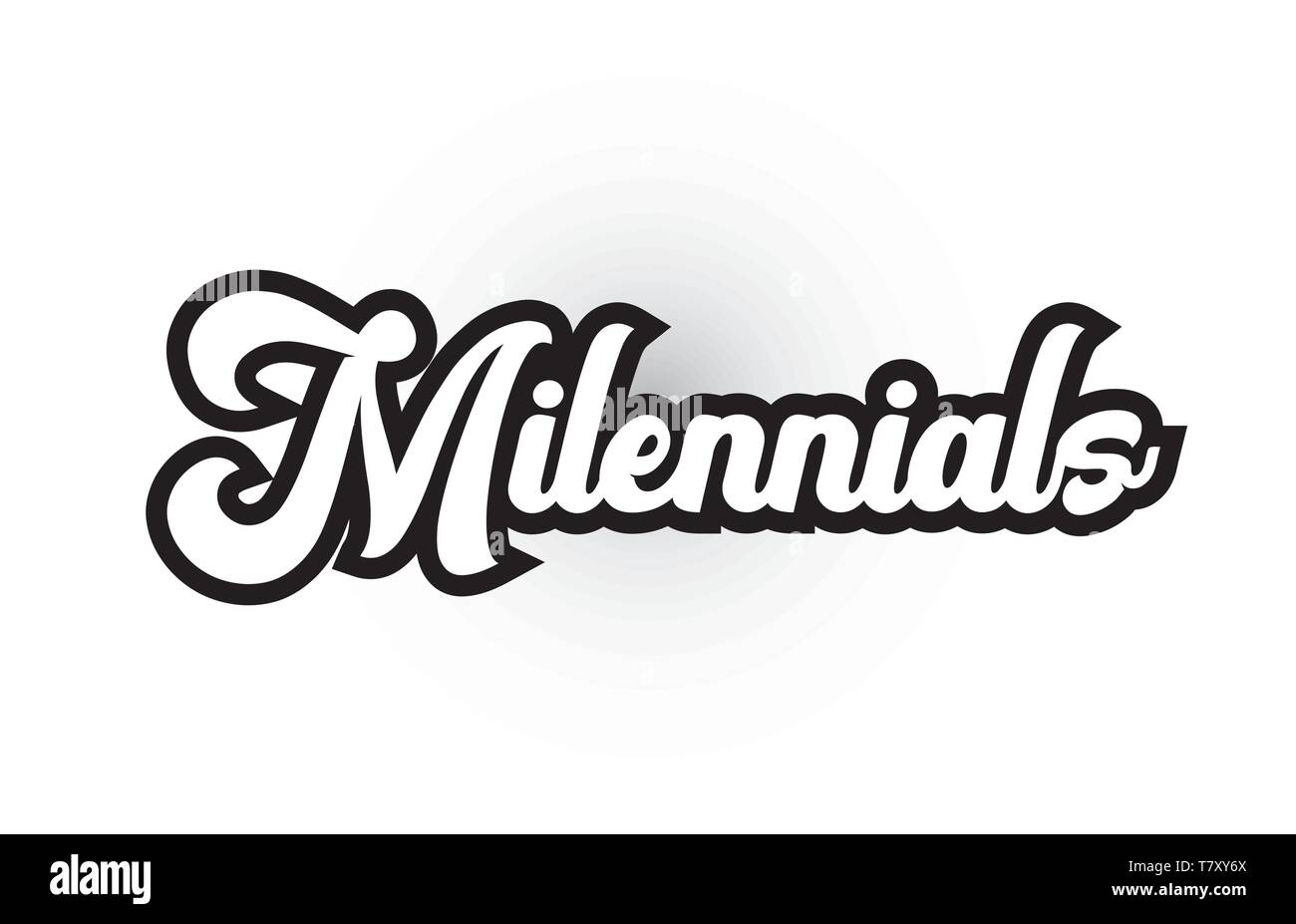 Milennials hand written word text for typography iocn design in black ...
