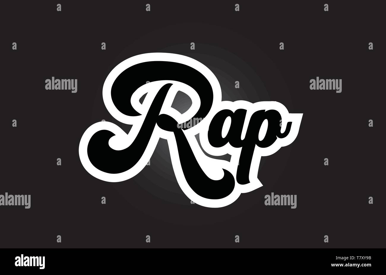 Rap hand written word text for typography iocn design in black and ...