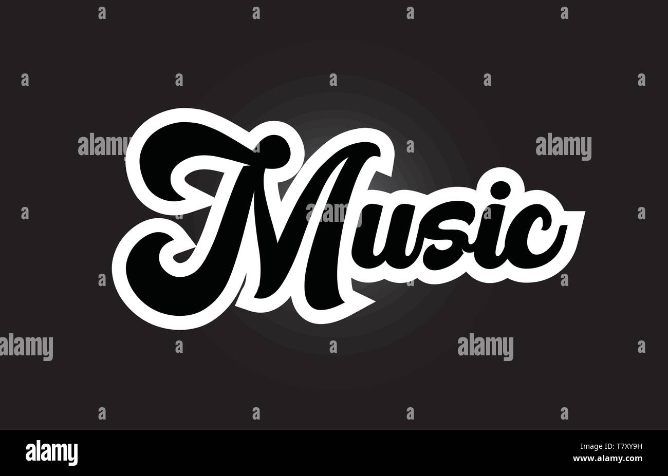 Music hand written word text for typography iocn design in black and ...