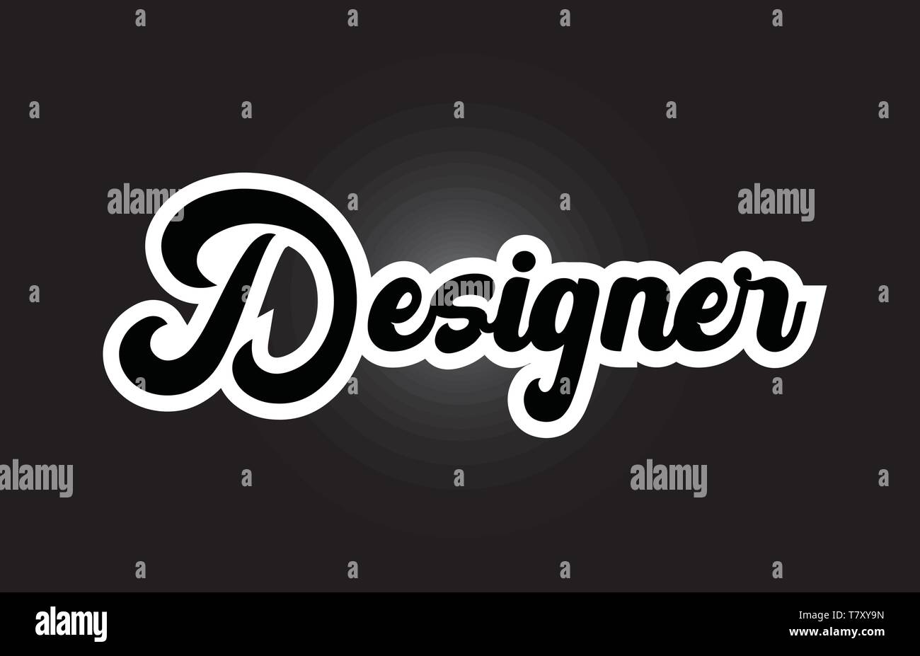 Designer hand written word text for typography iocn design in black and ...