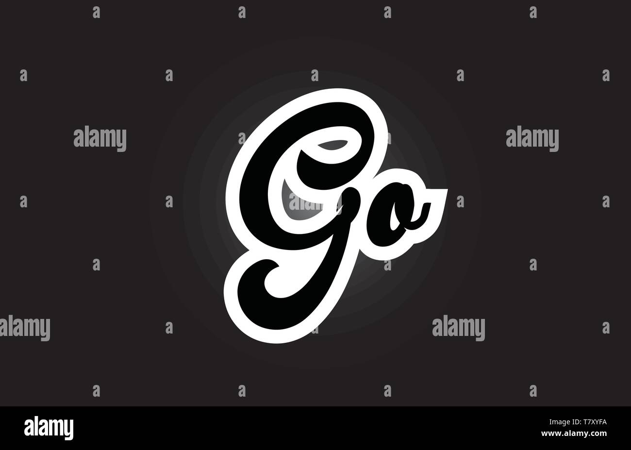 Go hand written word text for typography iocn design in black and white ...