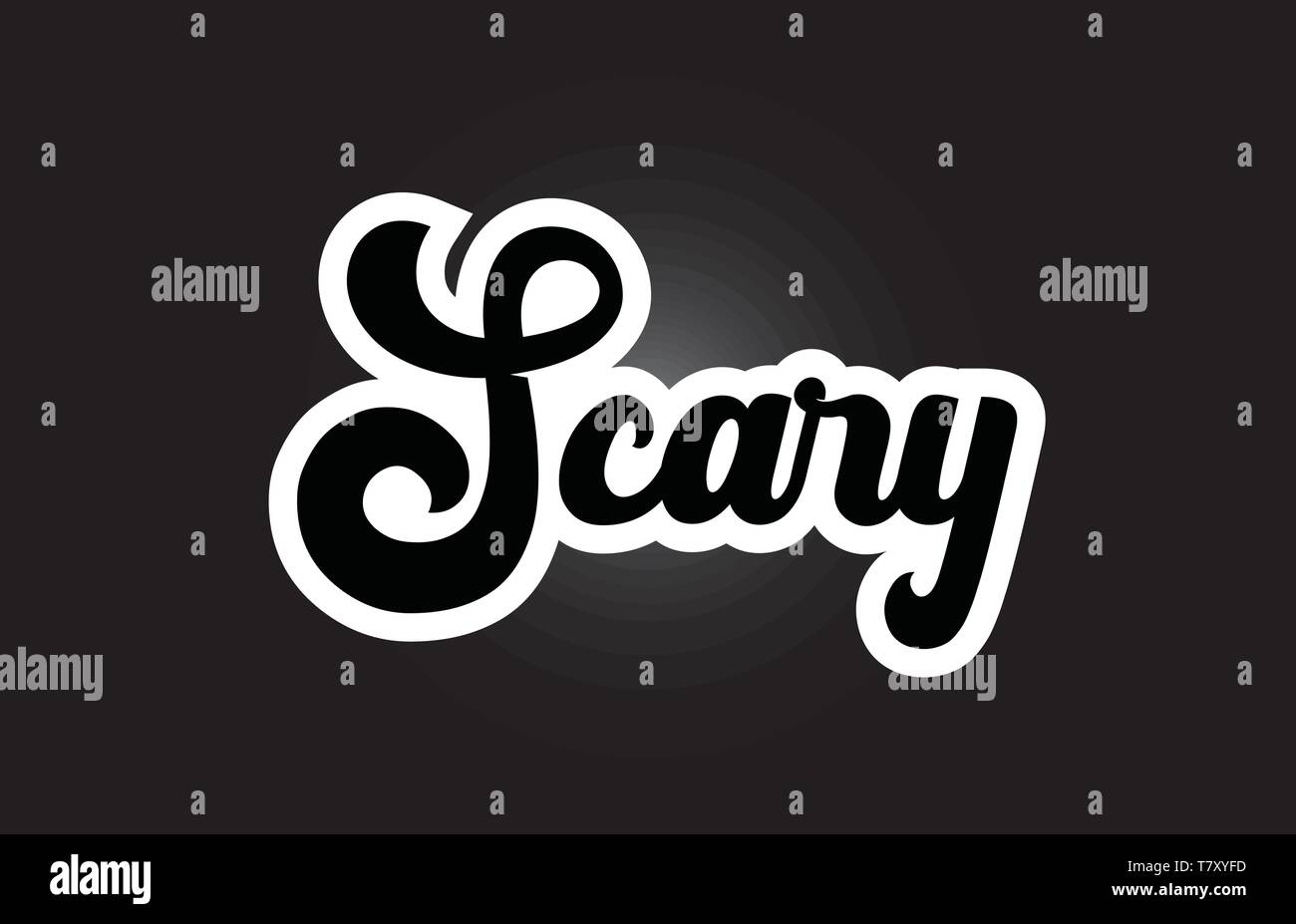 Scary hand written word text for typography iocn design in black and ...
