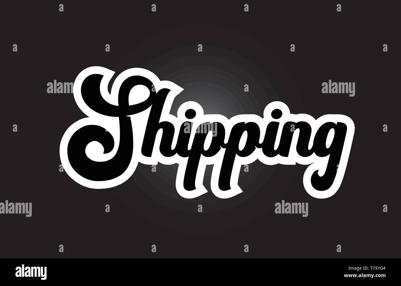 Shipping hand written word text for typography iocn design in black and ...