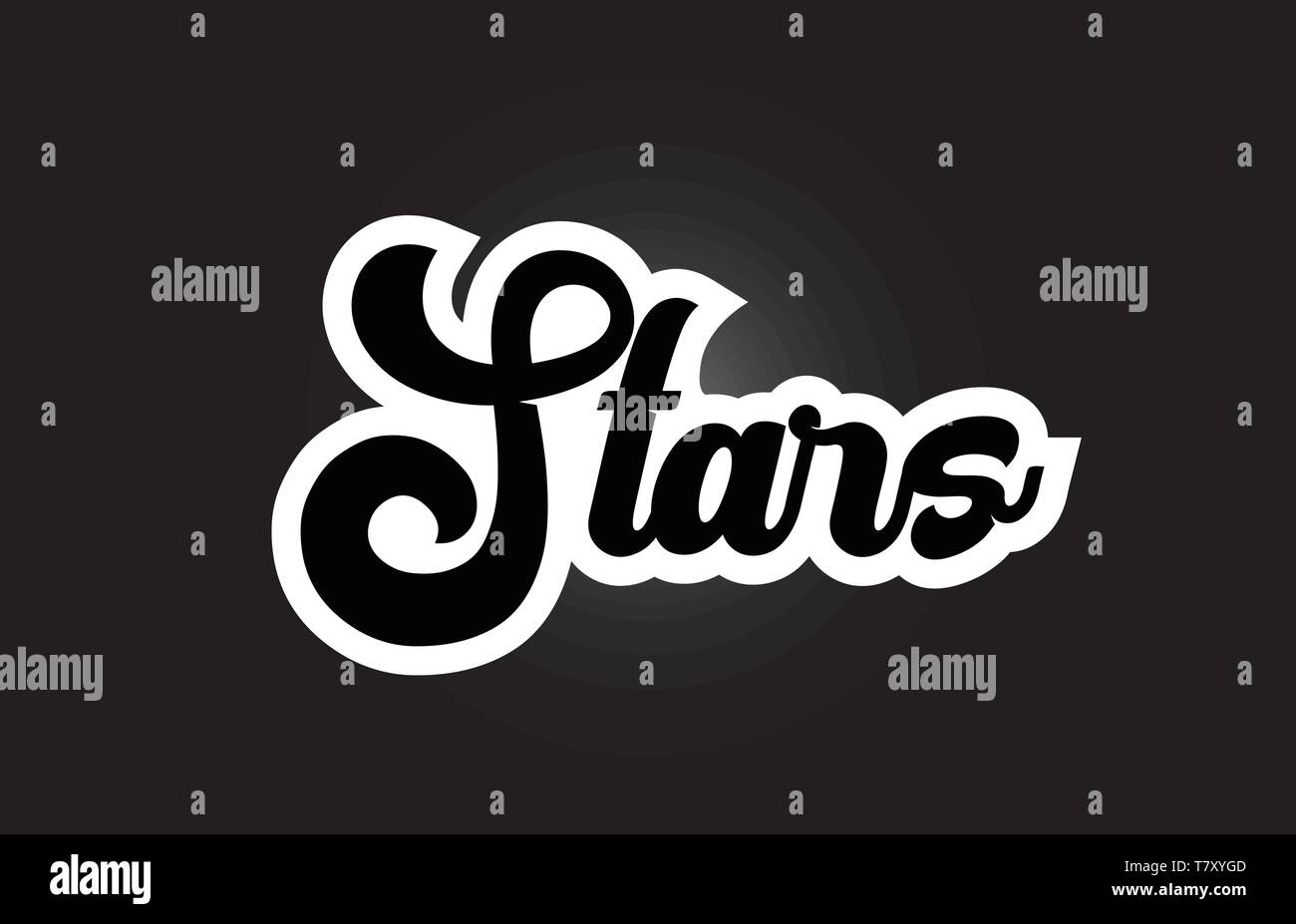 Stars hand written word text for typography iocn design in black and ...