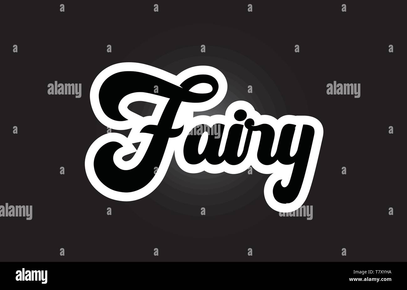 Fairy hand written word text for typography iocn design in black and ...