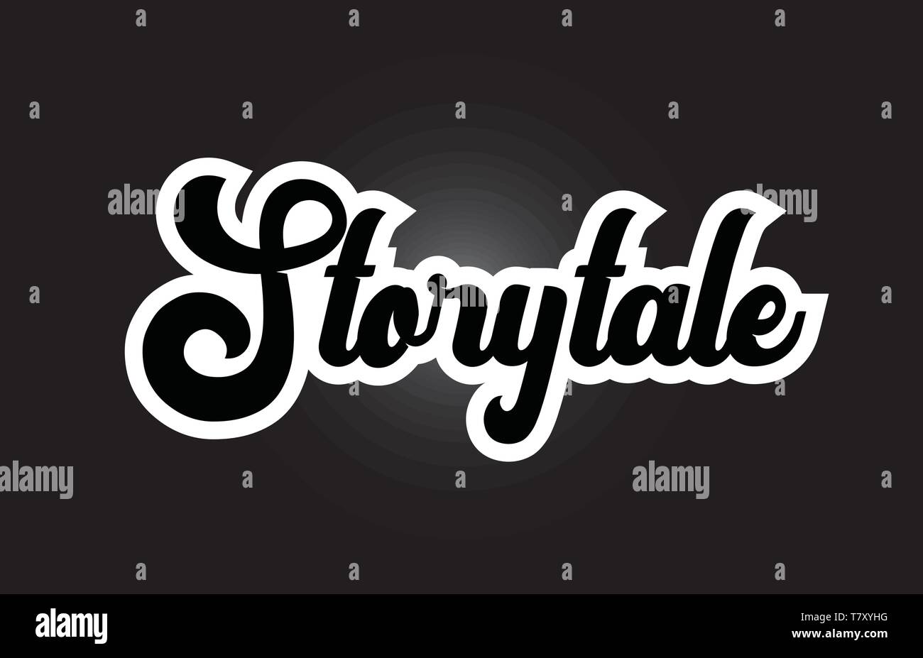 Storytale hand written word text for typography iocn design in black ...