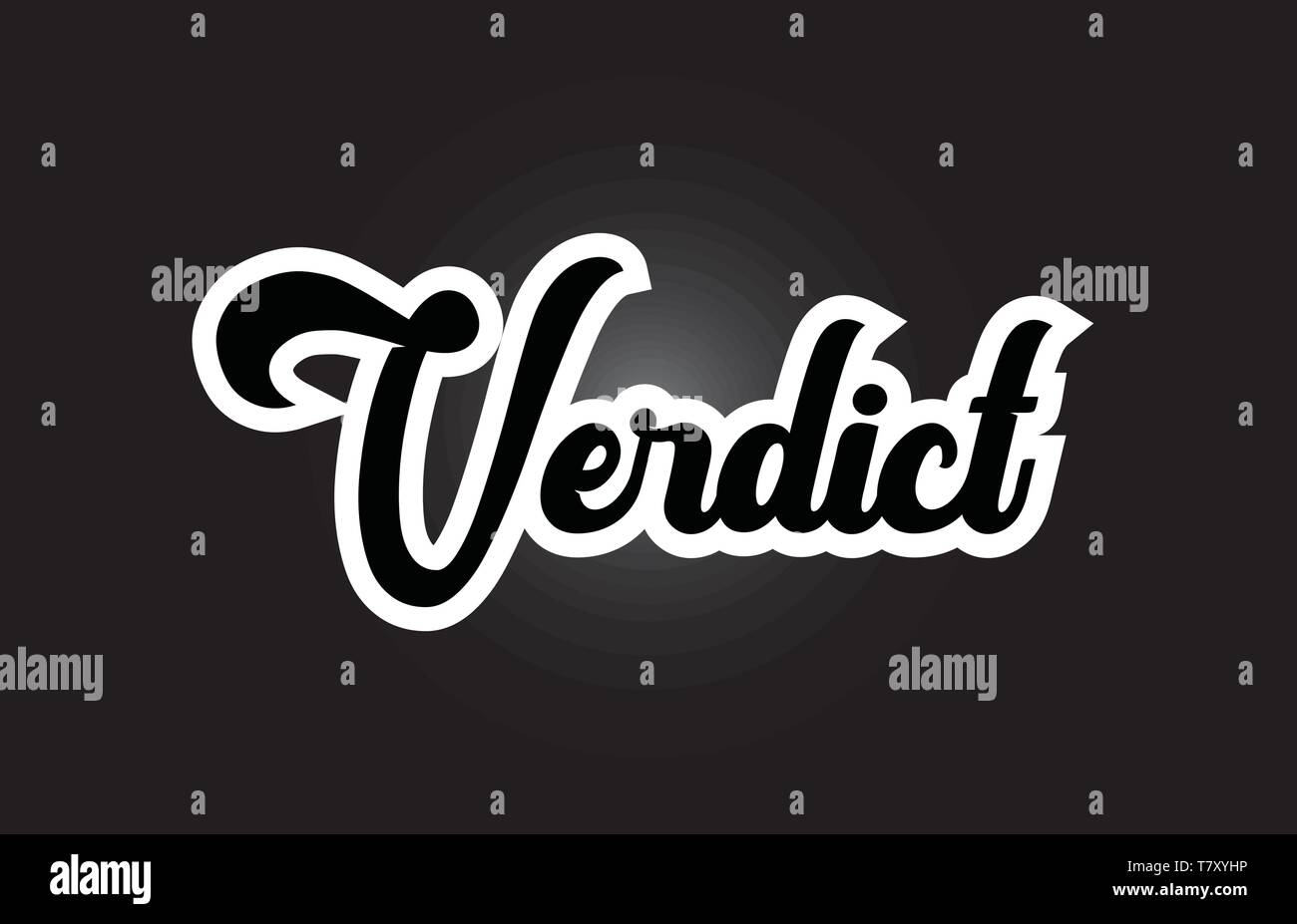 Verdict hand written word text for typography iocn design in black and ...