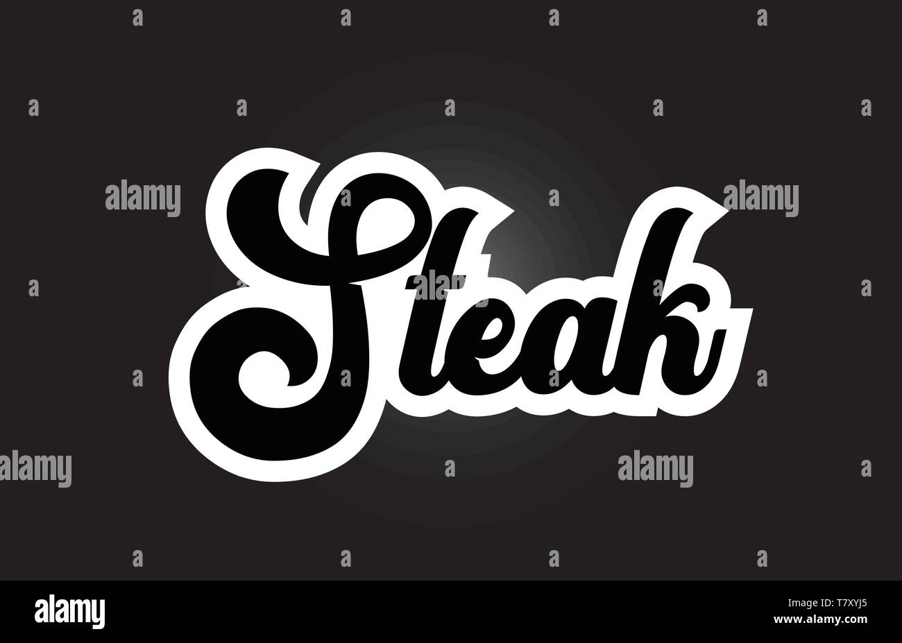 Steak hand written word text for typography iocn design in black and ...