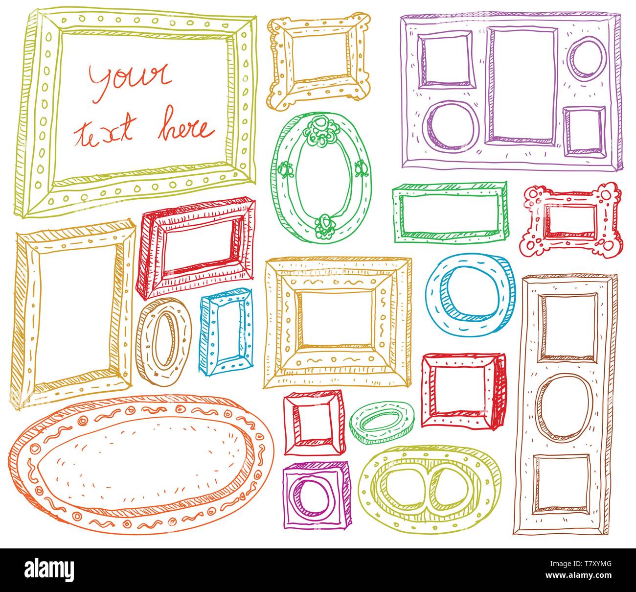 Set picture frames, hand drawn vector illustration Stock Vector Image ... Set picture frames, hand drawn vector illustration Stock Vector Image ...