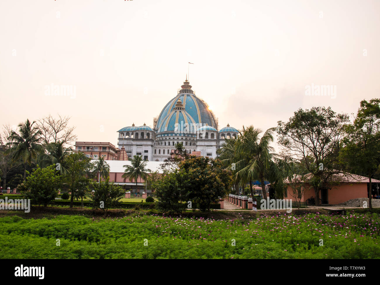 Mayapur Temple Dome during sunset Stock Photo - Alamy