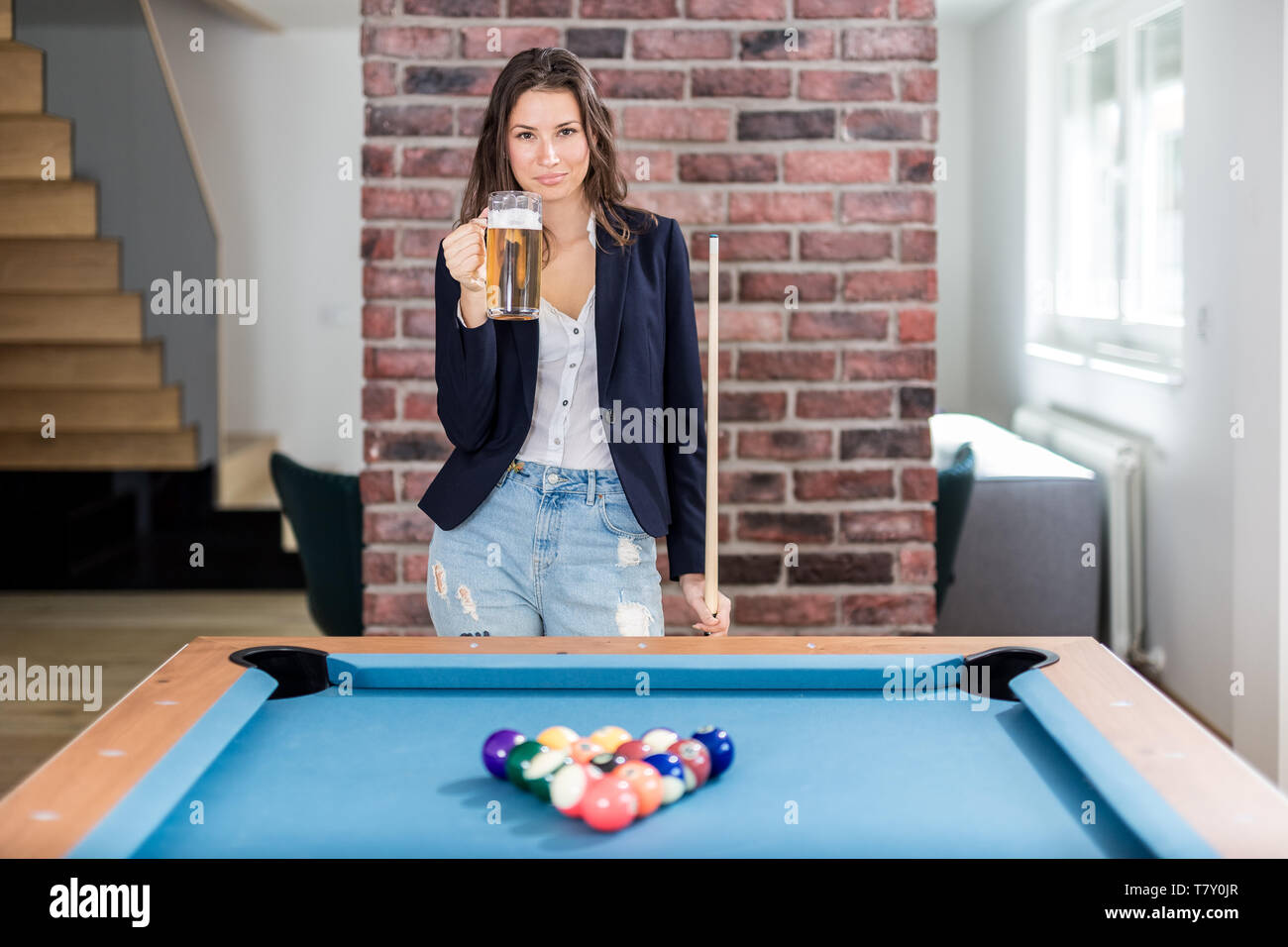 Beautiful female model posing pool hi-res stock photography and images ...