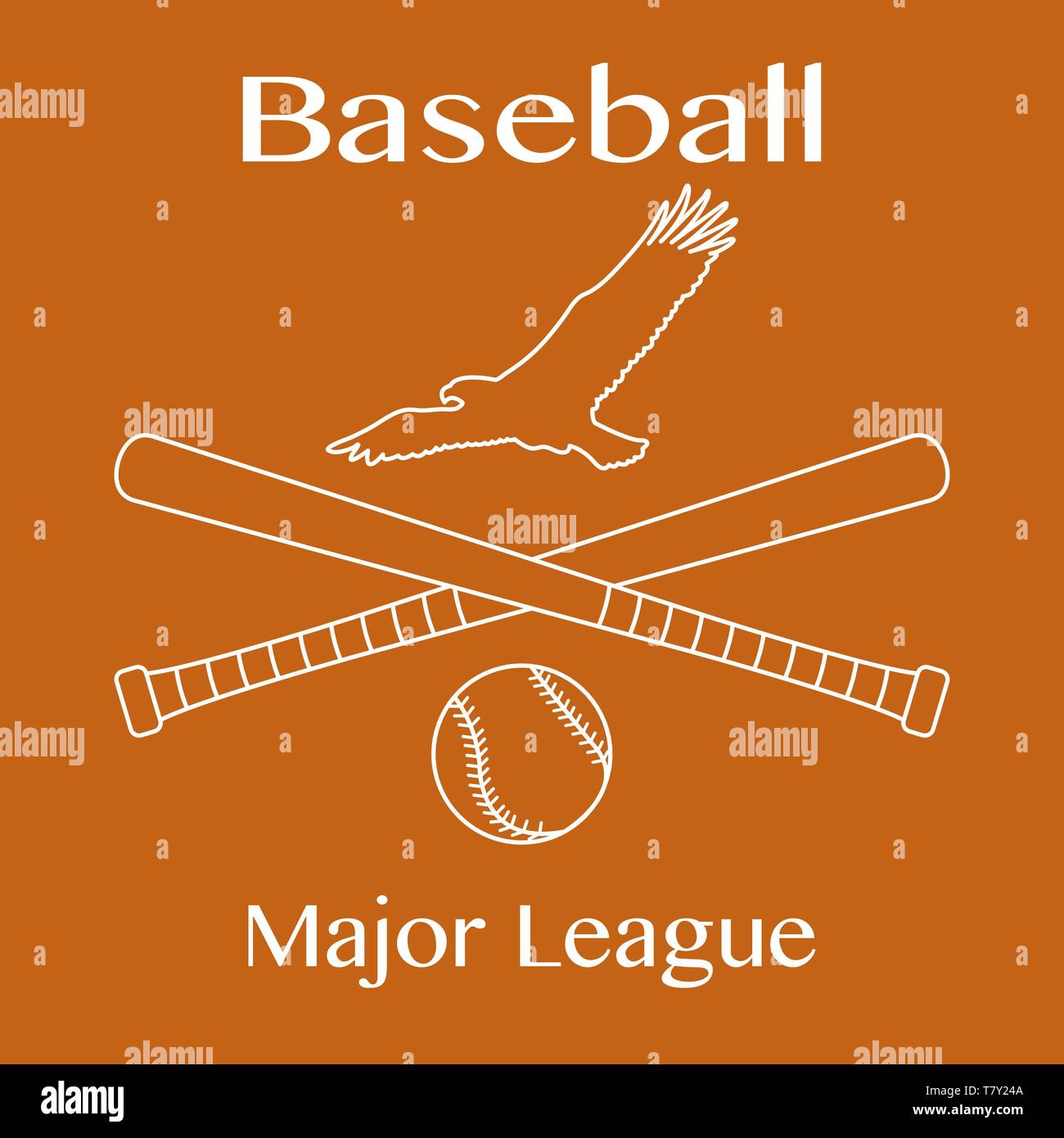 Vector illustration with baseball bats, ball and eagle. Sports ...
