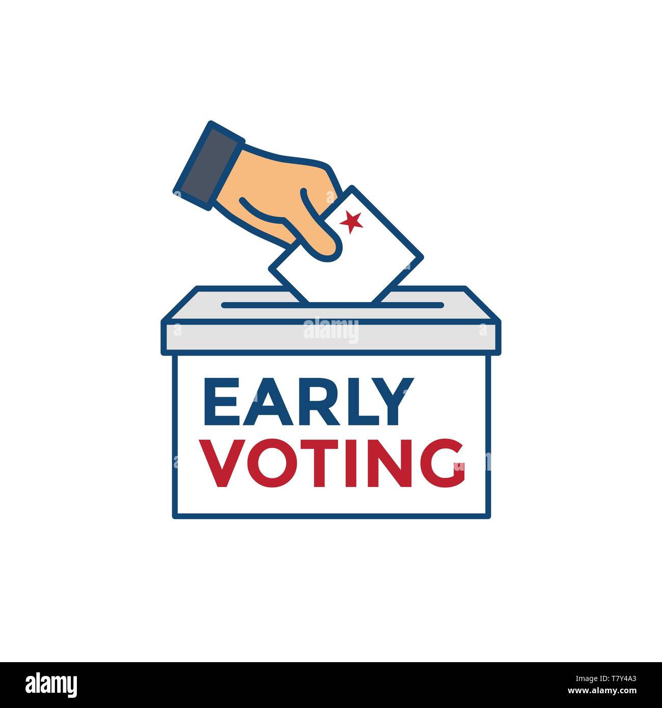 Early Voting Icon with Vote, Icon, & Patriotic Symbolism and Colors ...