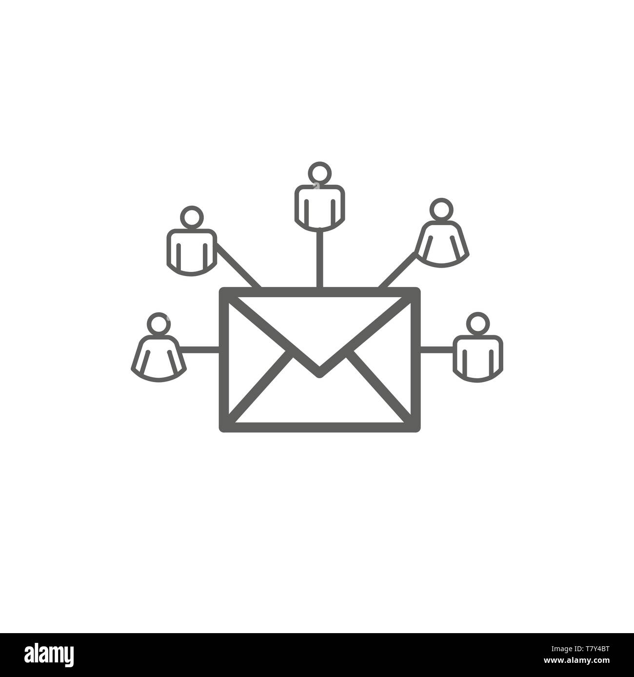 Email marketing campaigns icon w envelope being sent to multiple ...