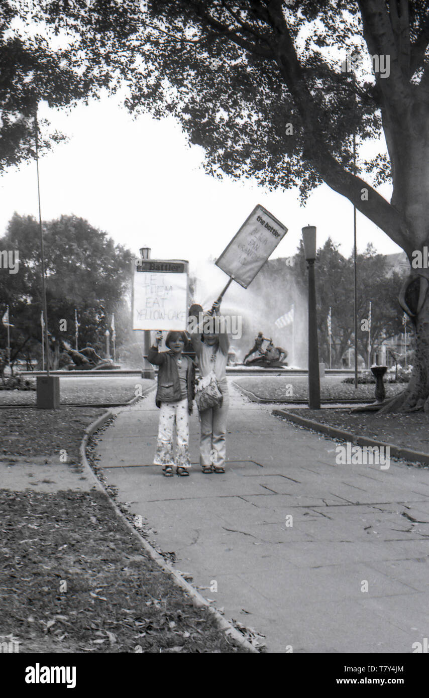 1977 Sydney Australia: Two young children stand in front of the ...