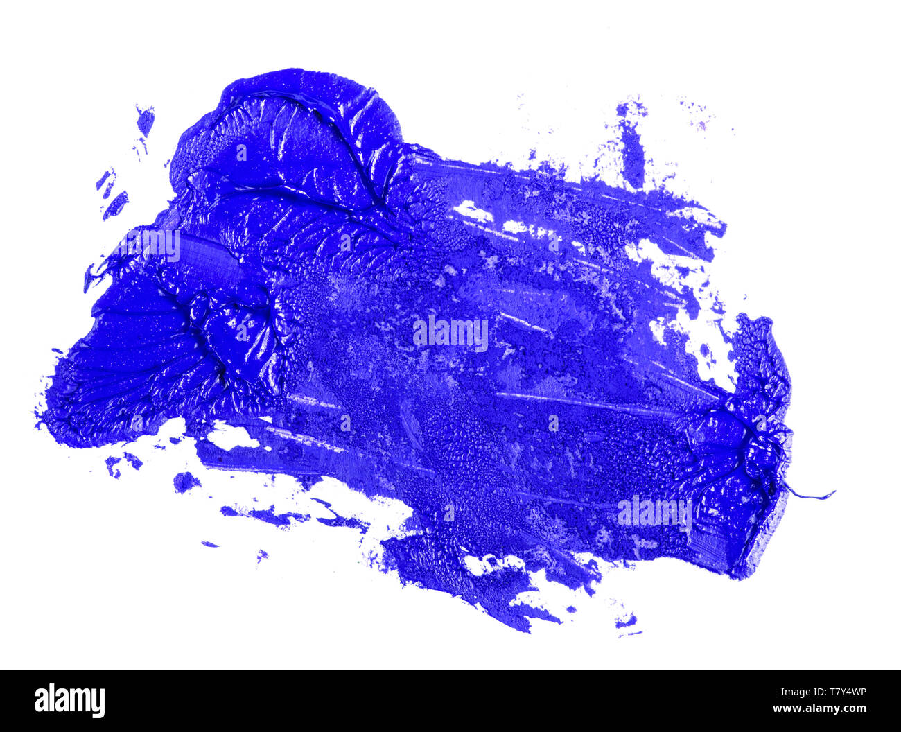 stain of blue oil paint on a white Stock Photo - Alamy