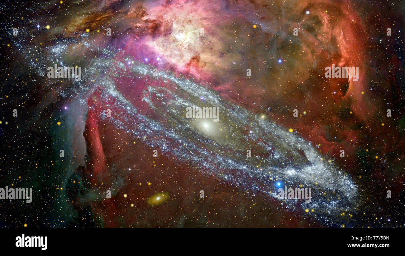 Outer space art. Nebulas, galaxies and bright stars in beautiful ...