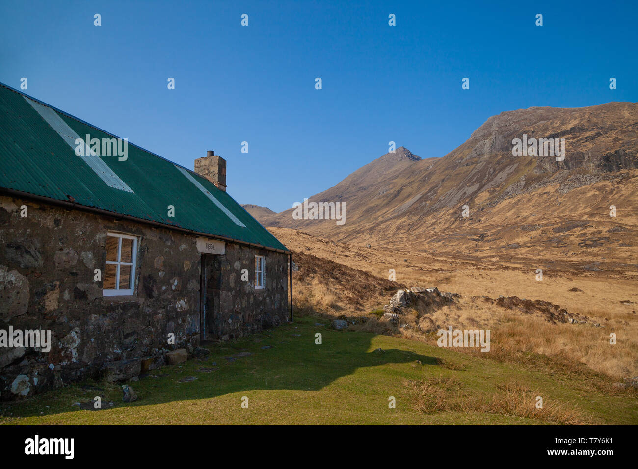 Dibidil Bothy on the Isle of Rum with the Corbett Askival in the ...