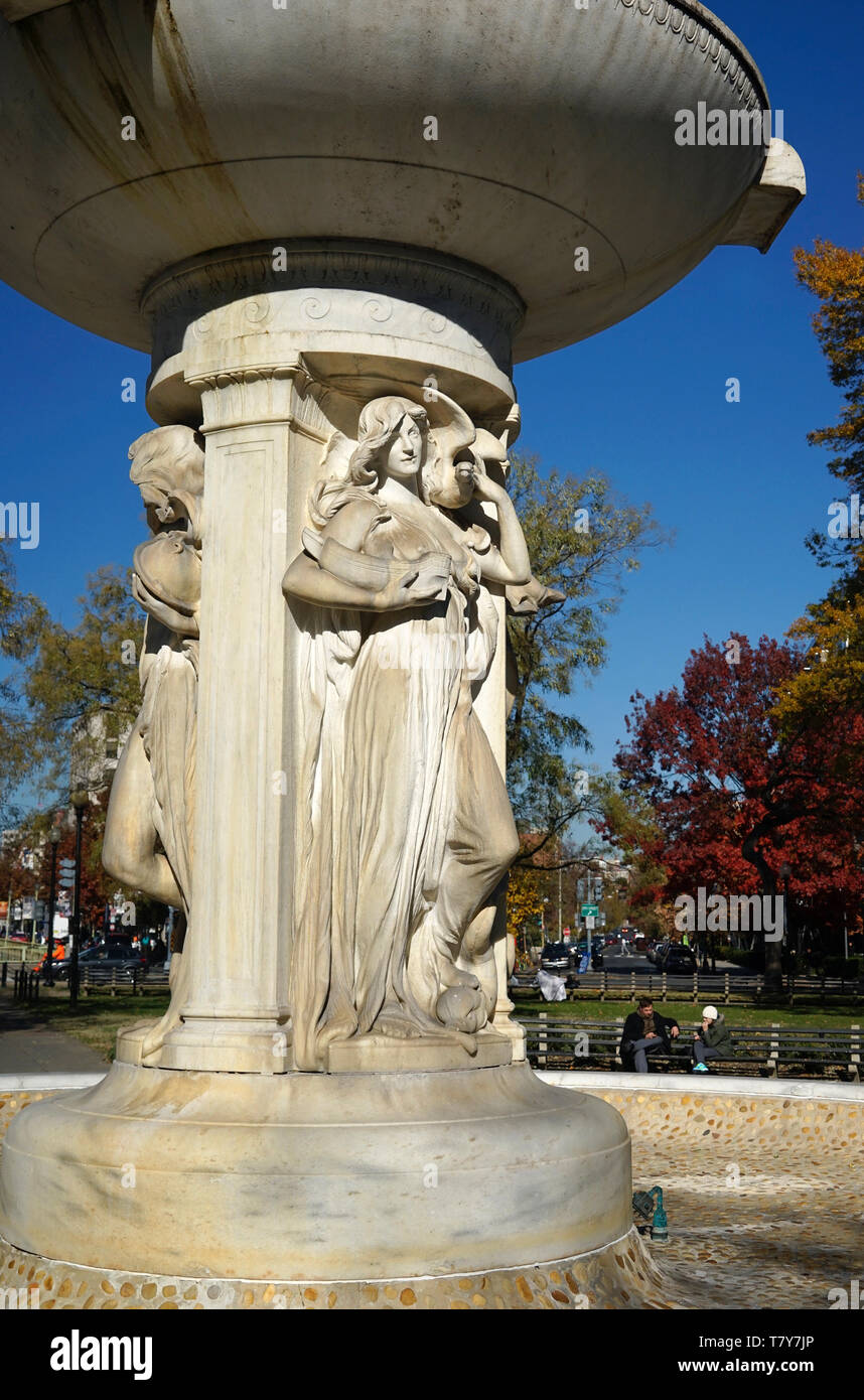 A closed up view of Dupont Circle Fountain aka Rear Admiral Samuel ...