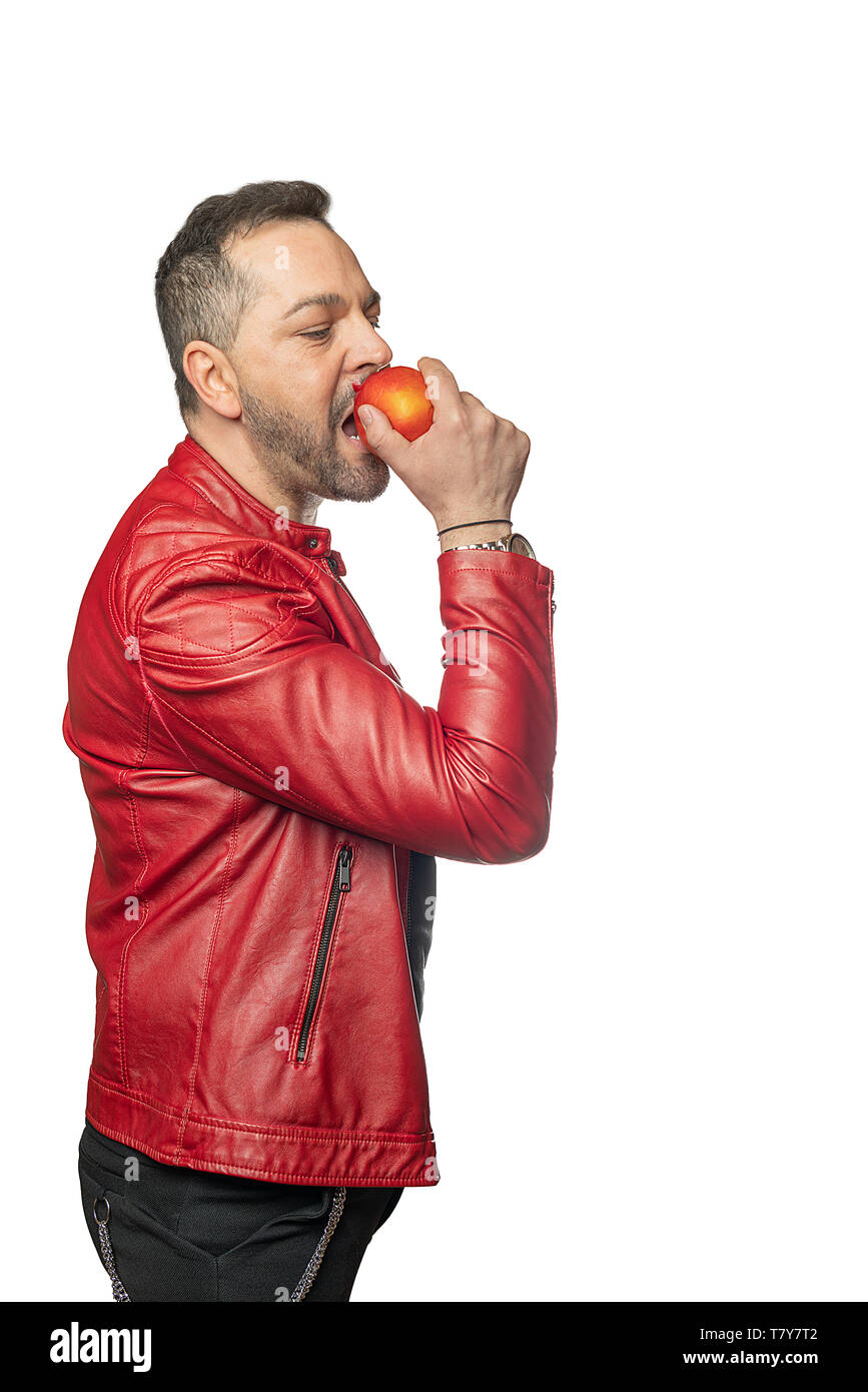 Man apple in front face hi-res stock photography and images - Alamy