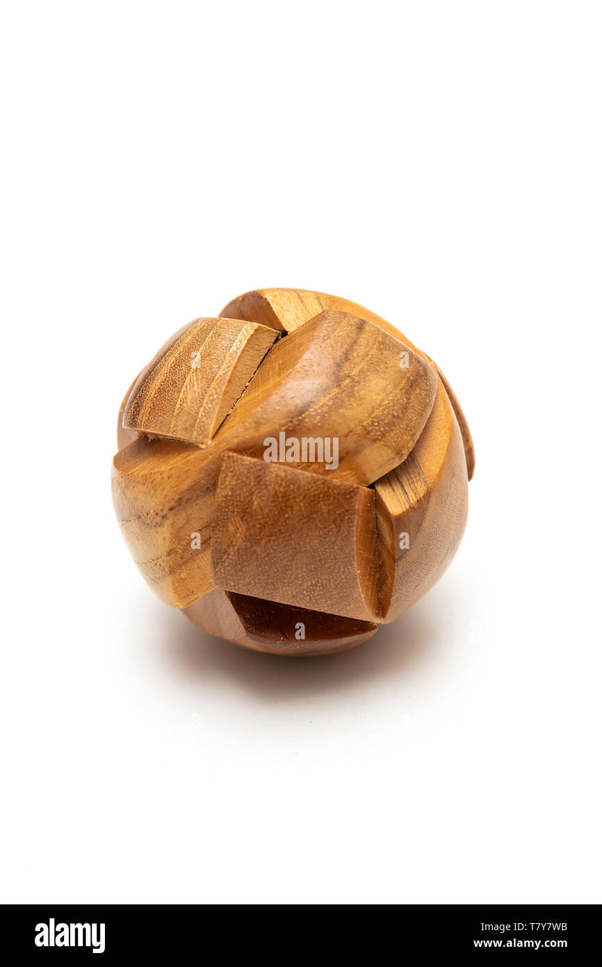 Round wooden blocks puzzle toy isolated on the white background Stock ...